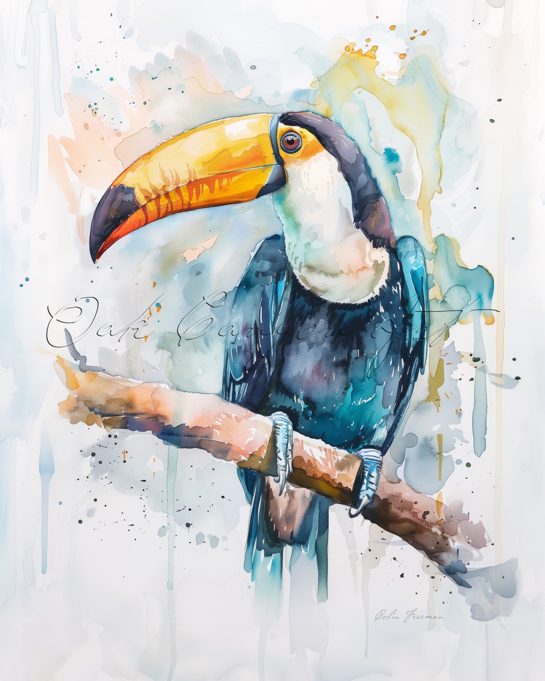 Toucan Digital Download, Bird Printable Wall Art, Watercolor Painting ...