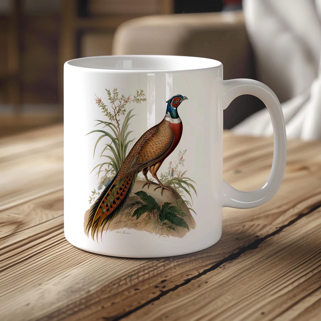 Ring Neck Pheasant White Glossy Ceramic Mug - Etsy