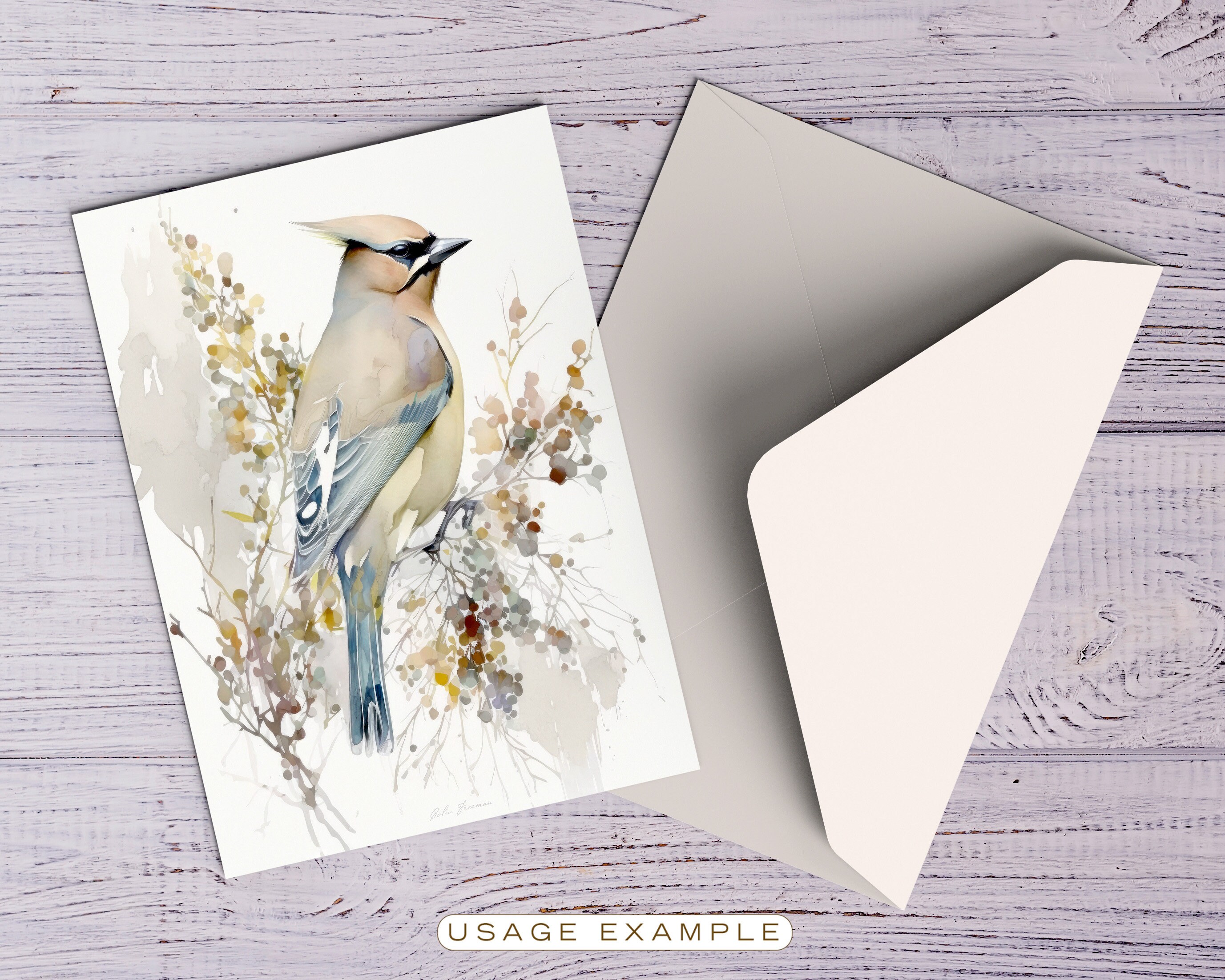 Cedar Waxwing Bird Printable Wall Art for Living Room Bird Watercolor ...