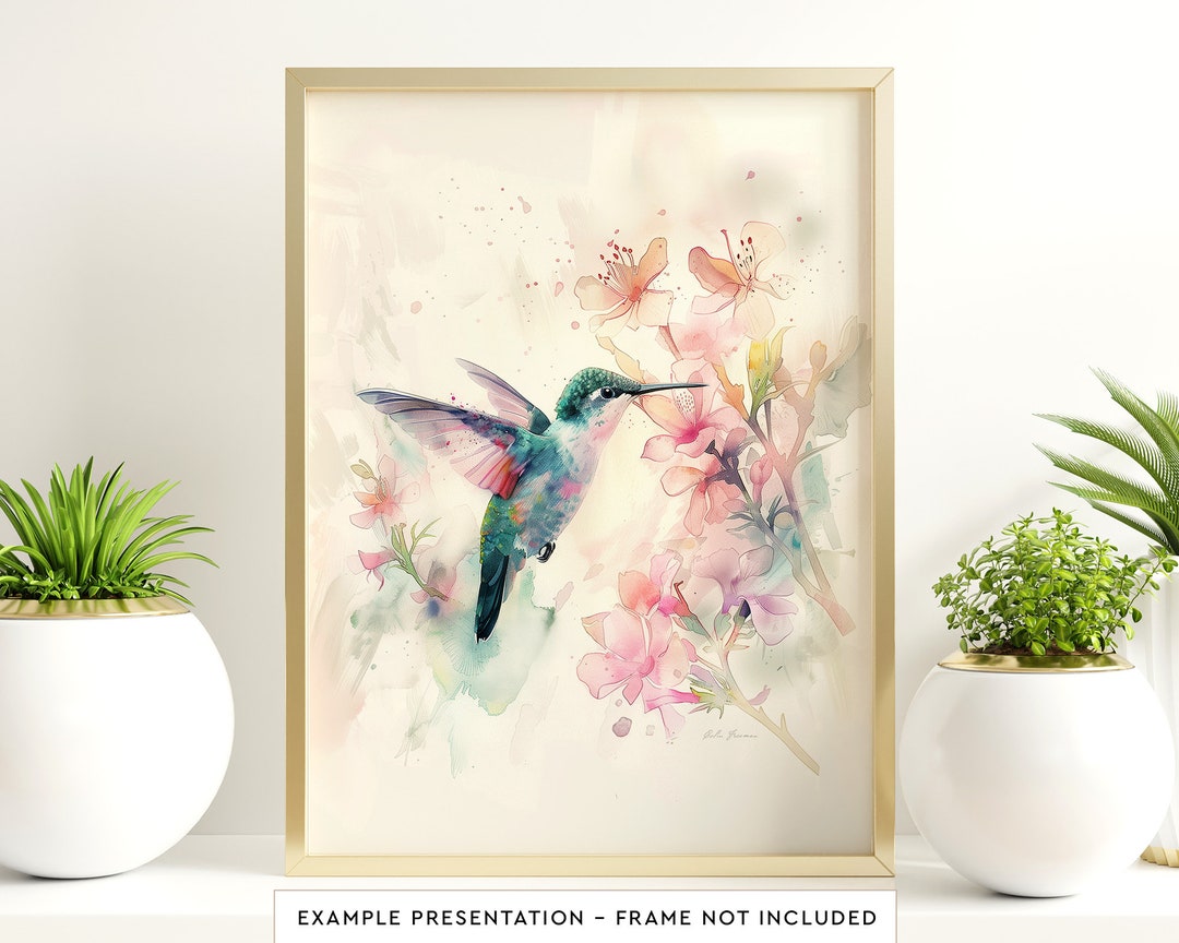 Anna’s Hummingbird Watercolor Bird Wall Art Poster Print for Home Decor ...