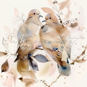 Mourning Doves Digital Download, Bird Printable Wall Art, Watercolor Painting - Etsy