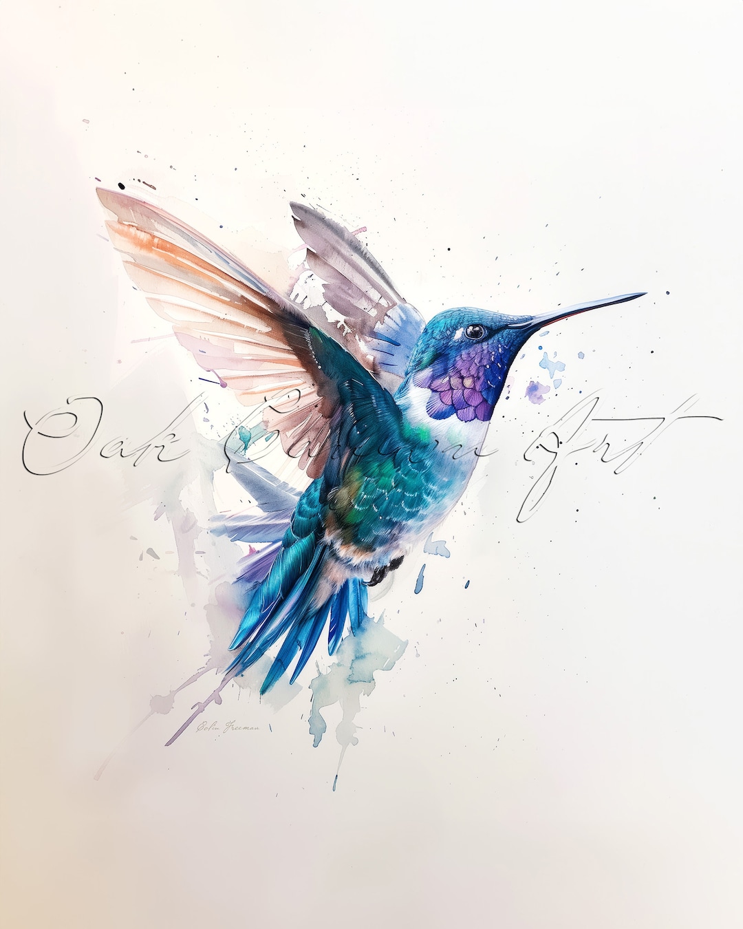 Anna’s Hummingbird Digital Download Watercolor Bird Wall Art Poster ...