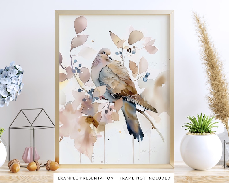 Mourning Dove Digital Download, Bird Printable Wall Art, Watercolor ...