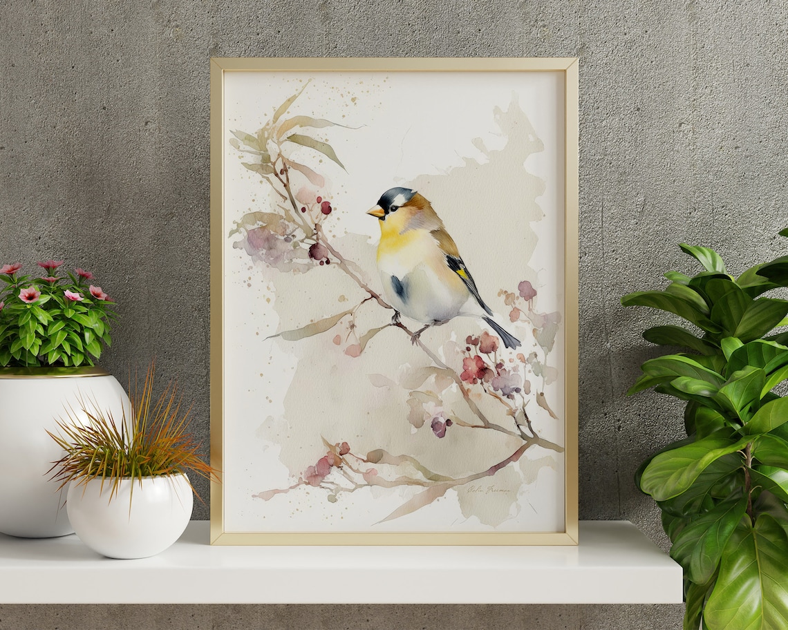 American Goldfinch Bird Printable Wall Art for Living Room Bird ...