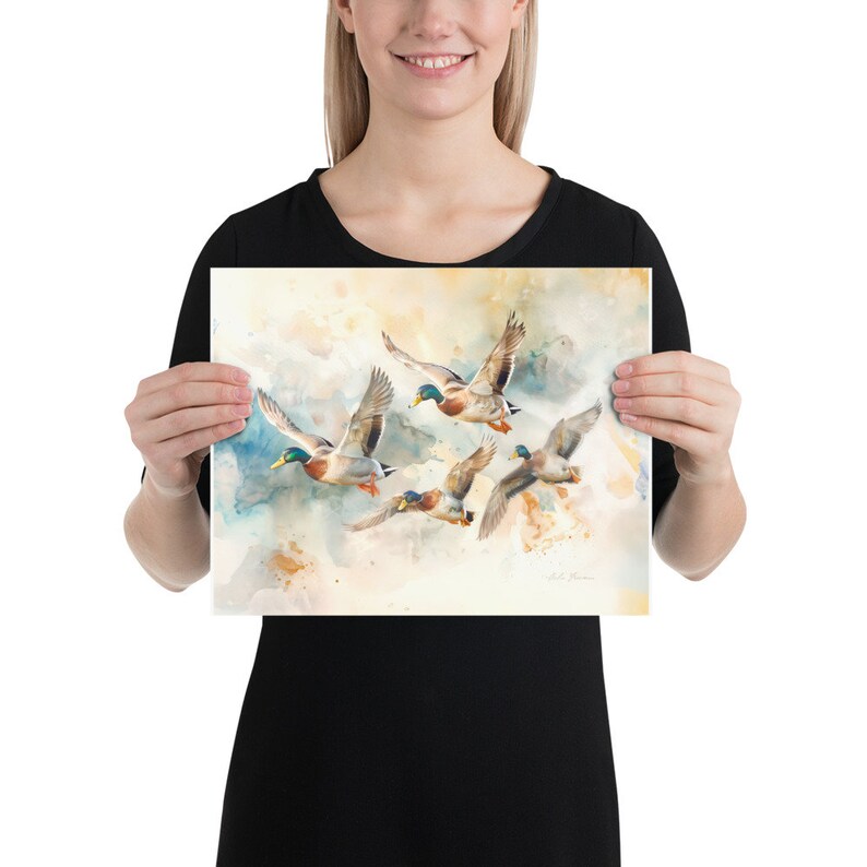 Mallard Ducks in Flight Bird Wall Art Poster Print for Man Cave - Etsy