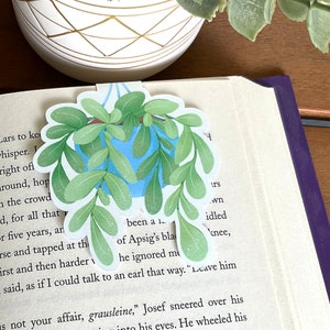 Magnetic Bookmark, Hanging Plant Hand Illustrated Magnetic Bookmark ...