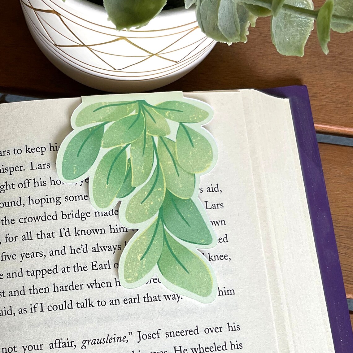 Magnetic Bookmark, Trailing Plant Hand Illustrated Magnetic Bookmark ...