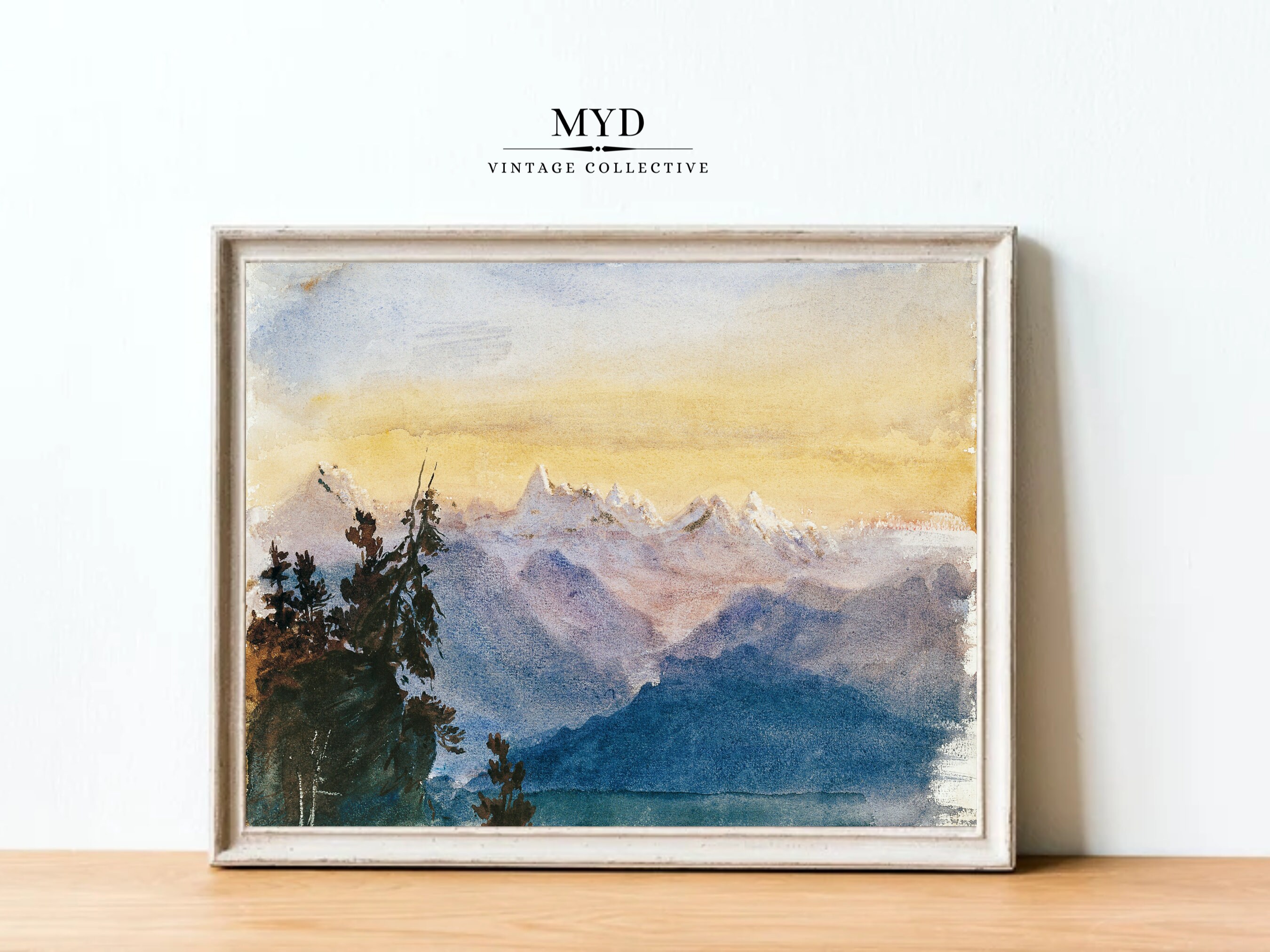 Vintage Mountains Painting Printable Wall Art, Vintage Art Prints ...