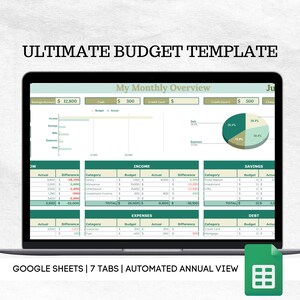 Ultimate Monthly Budget Spreadsheet for Google Sheets Budget ...