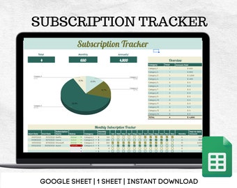 Subscription Tracker Google Sheets Template Membership Tracker Expense ...