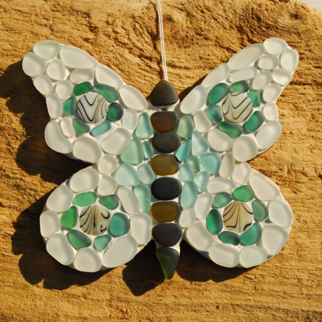 Butterfly Mosaic Hanger From Sea Glass - Etsy