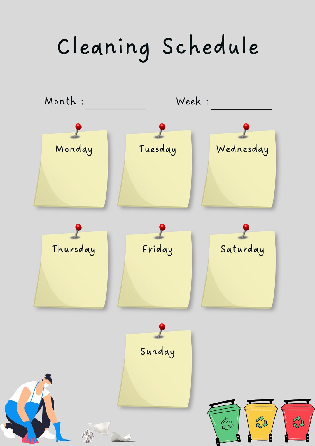 Daily Cleaning Schedule Planner, Printable Planner, Planner Set ...