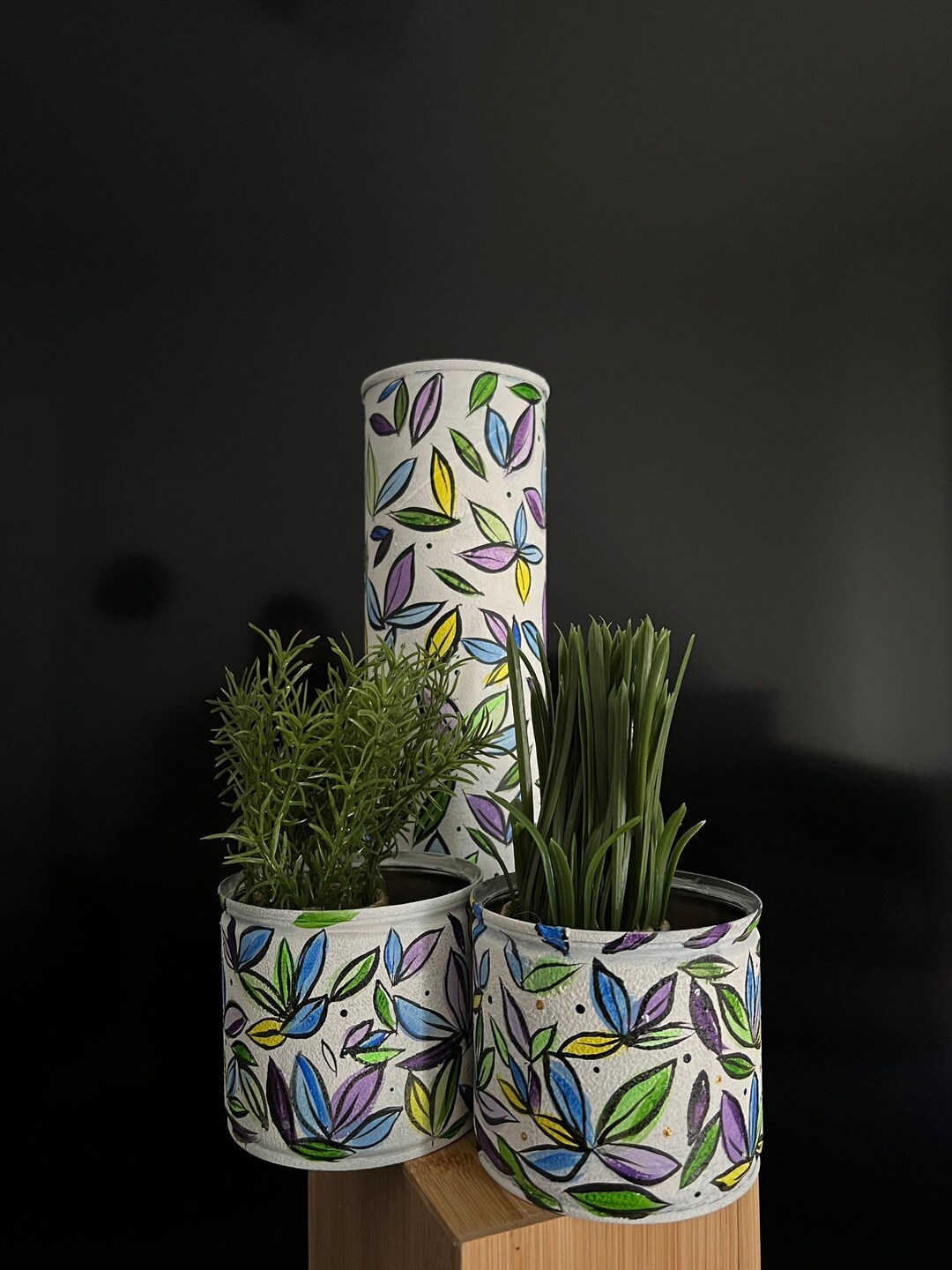 Vibrant Flower Pot Set. Hand Painted and Recycled. - Etsy