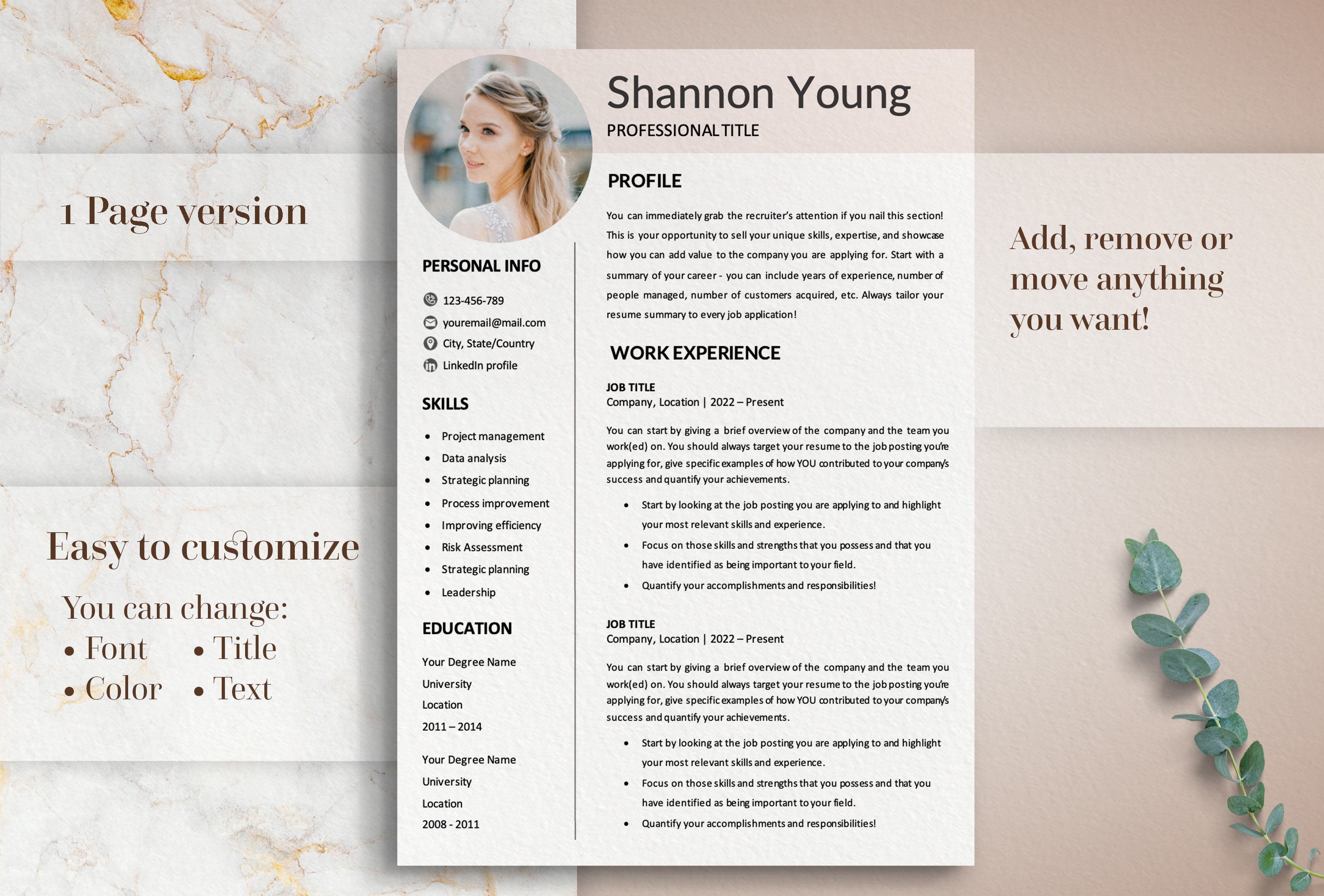 Professional Resume Template for Microsoft Word, Modern Resume Template ...