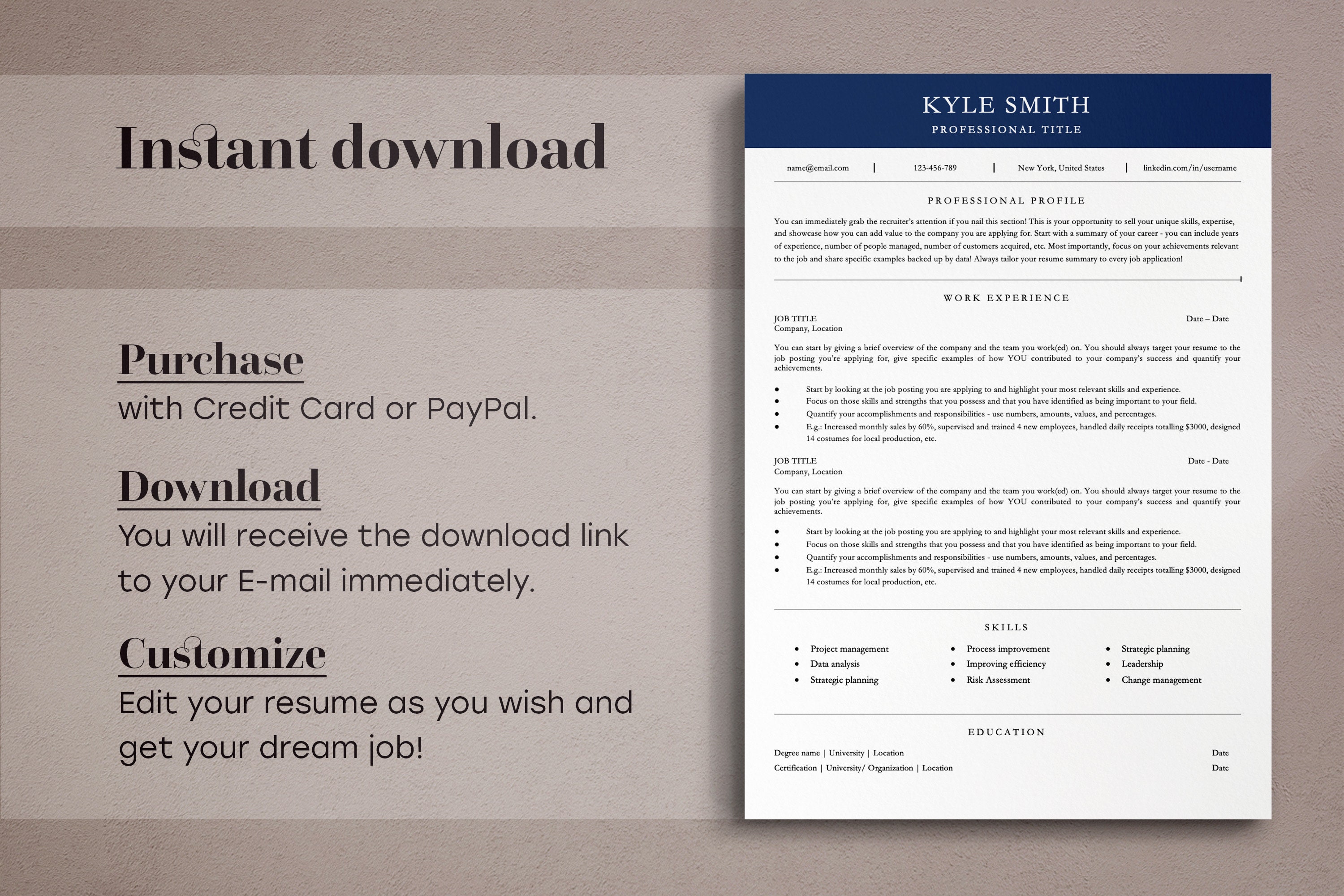 Executive Resume Template Google Docs, Word, Pages , Professional ...