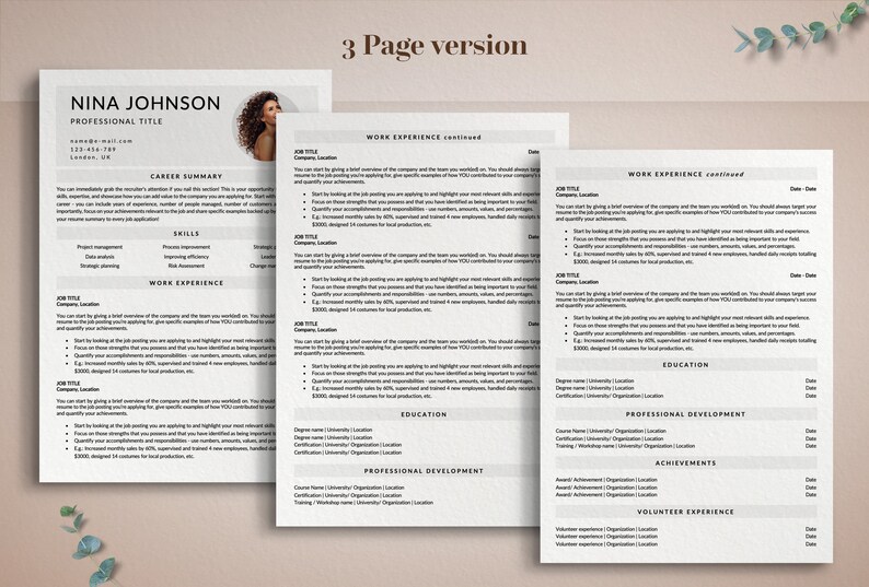 Resume Template Google Docs Word Pages Professional Resume - Etsy