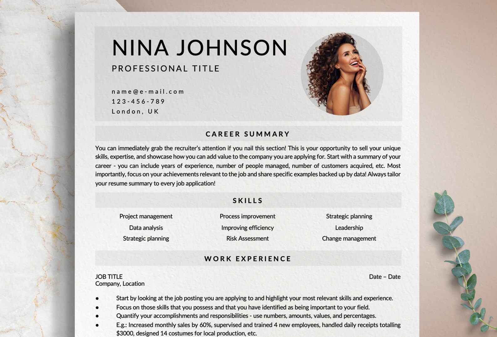 Resume Template Google Docs Word Pages Professional Resume - Etsy
