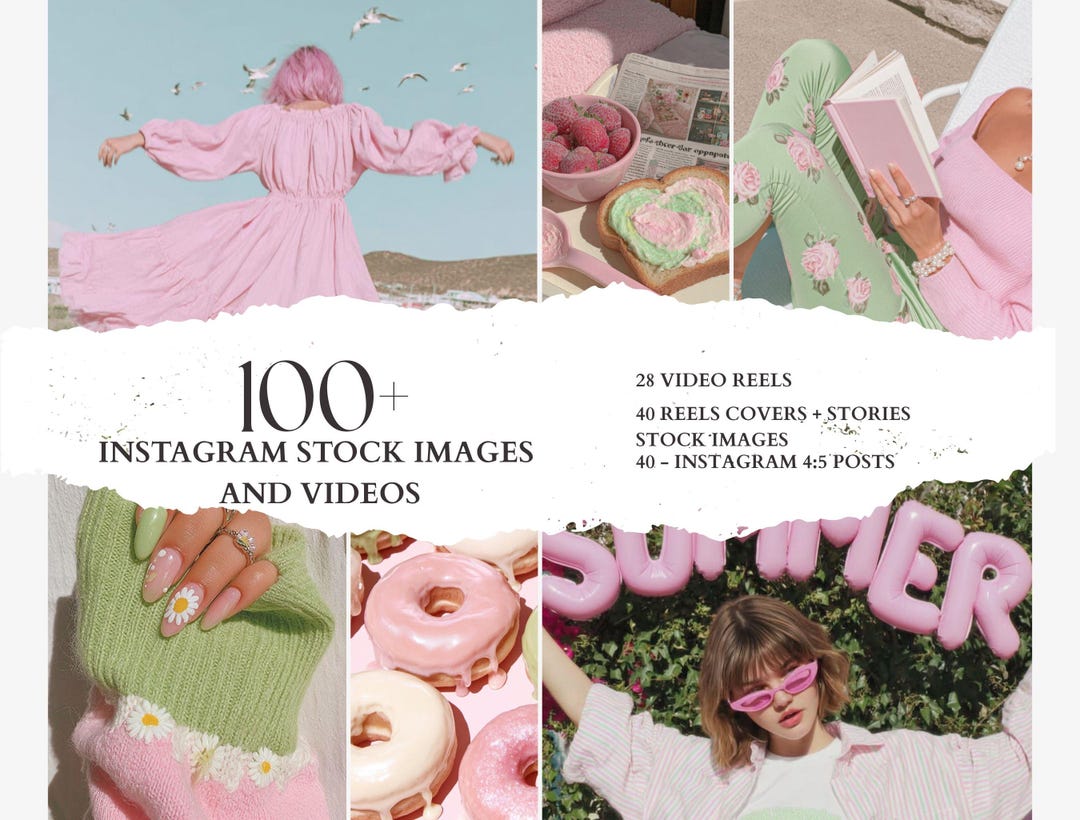 100+ Pink and Green Aesthetic Instagram Stock Images & Reels Bundle ...