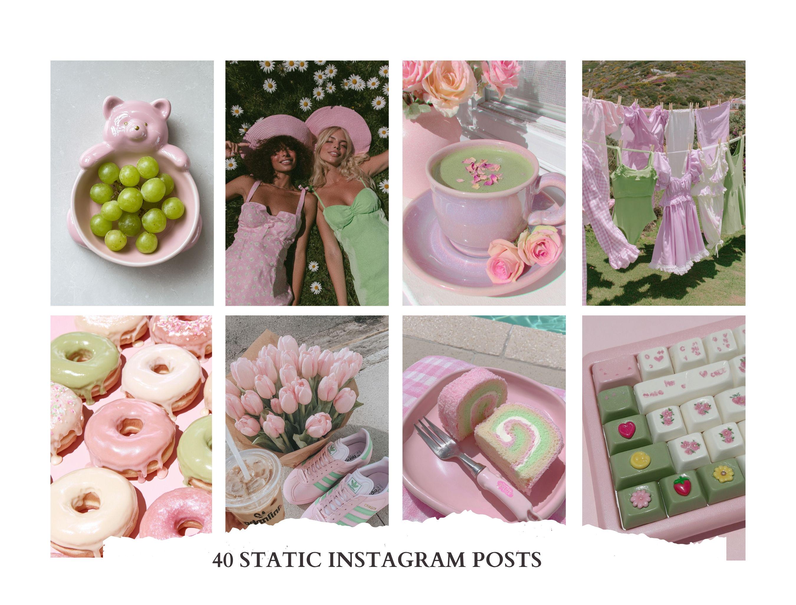 100+ Pink and Green Aesthetic Instagram Stock Images & Reels Bundle ...