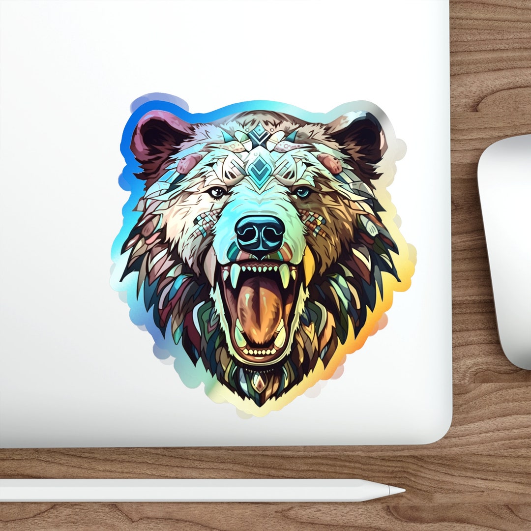 Regal Roar Bear Holographic Die-cut Stickers - Etsy