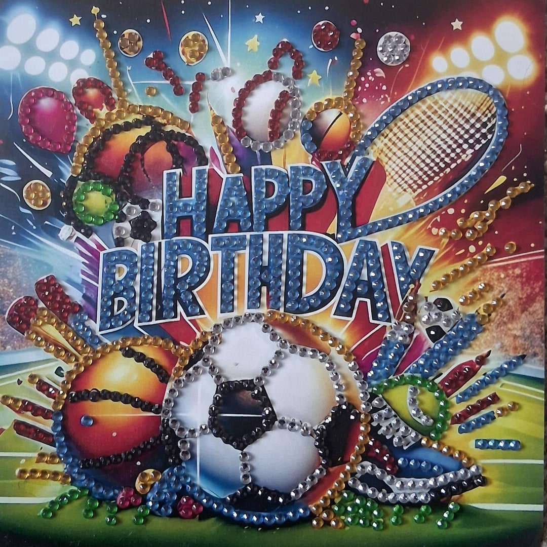 Sports Themed Happy Birthday Diamond Painted Greeting Cards - Etsy