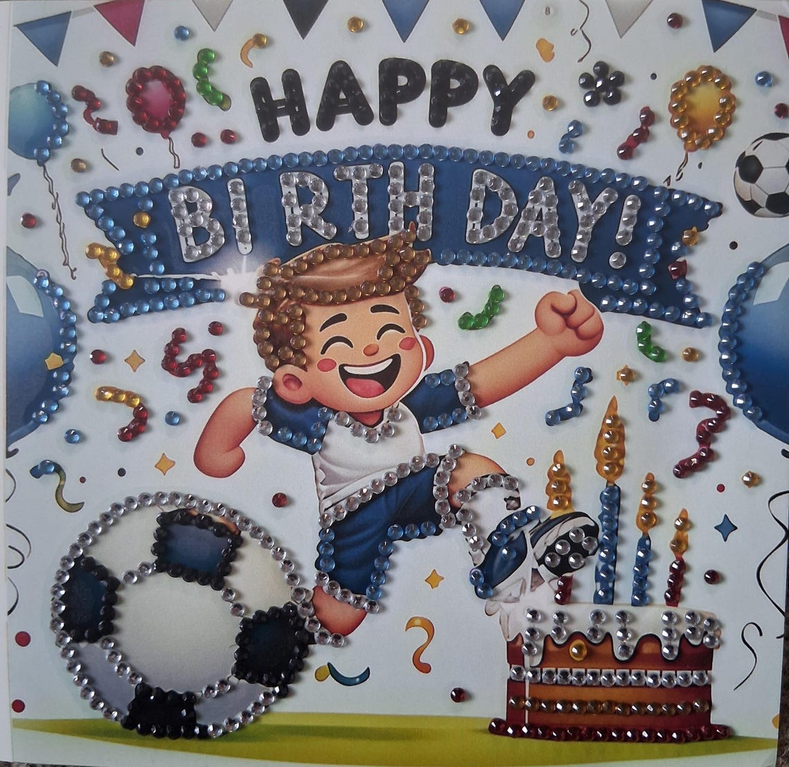 Sports Themed Happy Birthday Diamond Painted Greeting Cards - Etsy