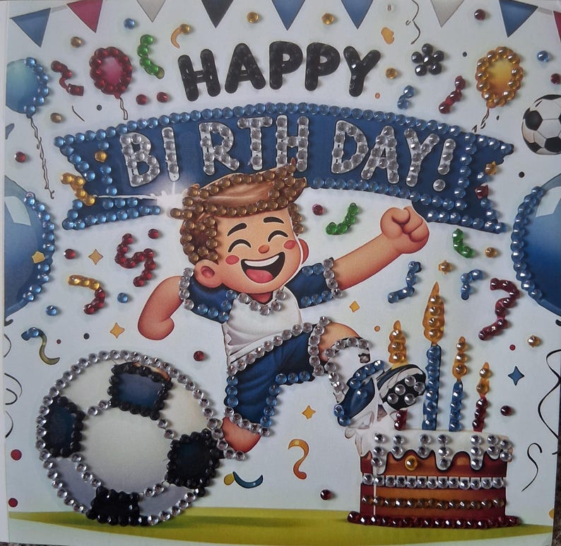 Sports Themed Happy Birthday Diamond Painted Greeting Cards - Etsy