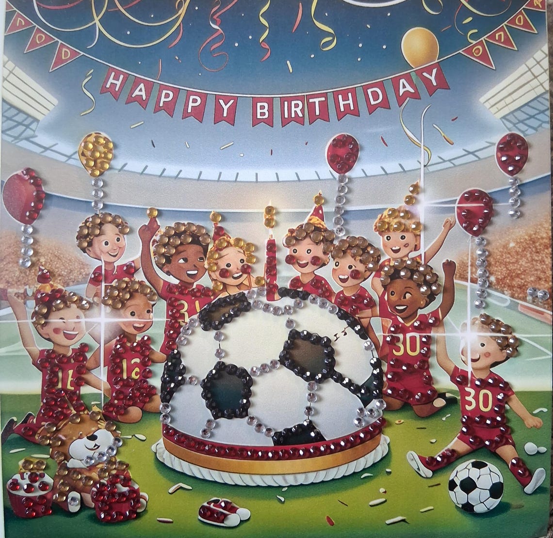 Sports Themed Happy Birthday Diamond Painted Greeting Cards - Etsy