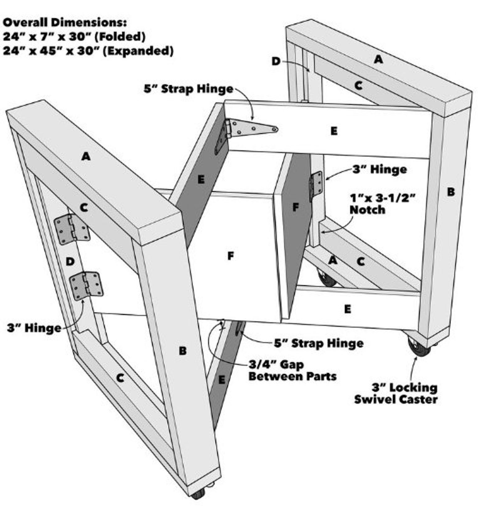 Folding Table Base Plan/folding Workbench/wood PDF Plan/craft Table ...