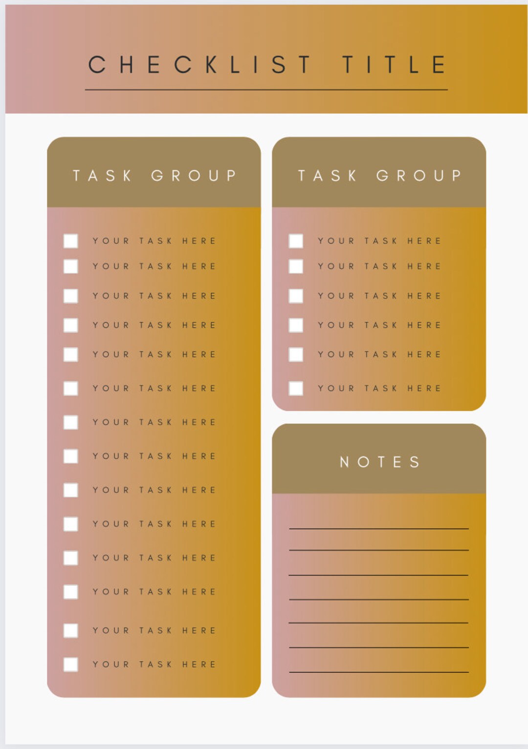 Simple Checklist Template - Etsy