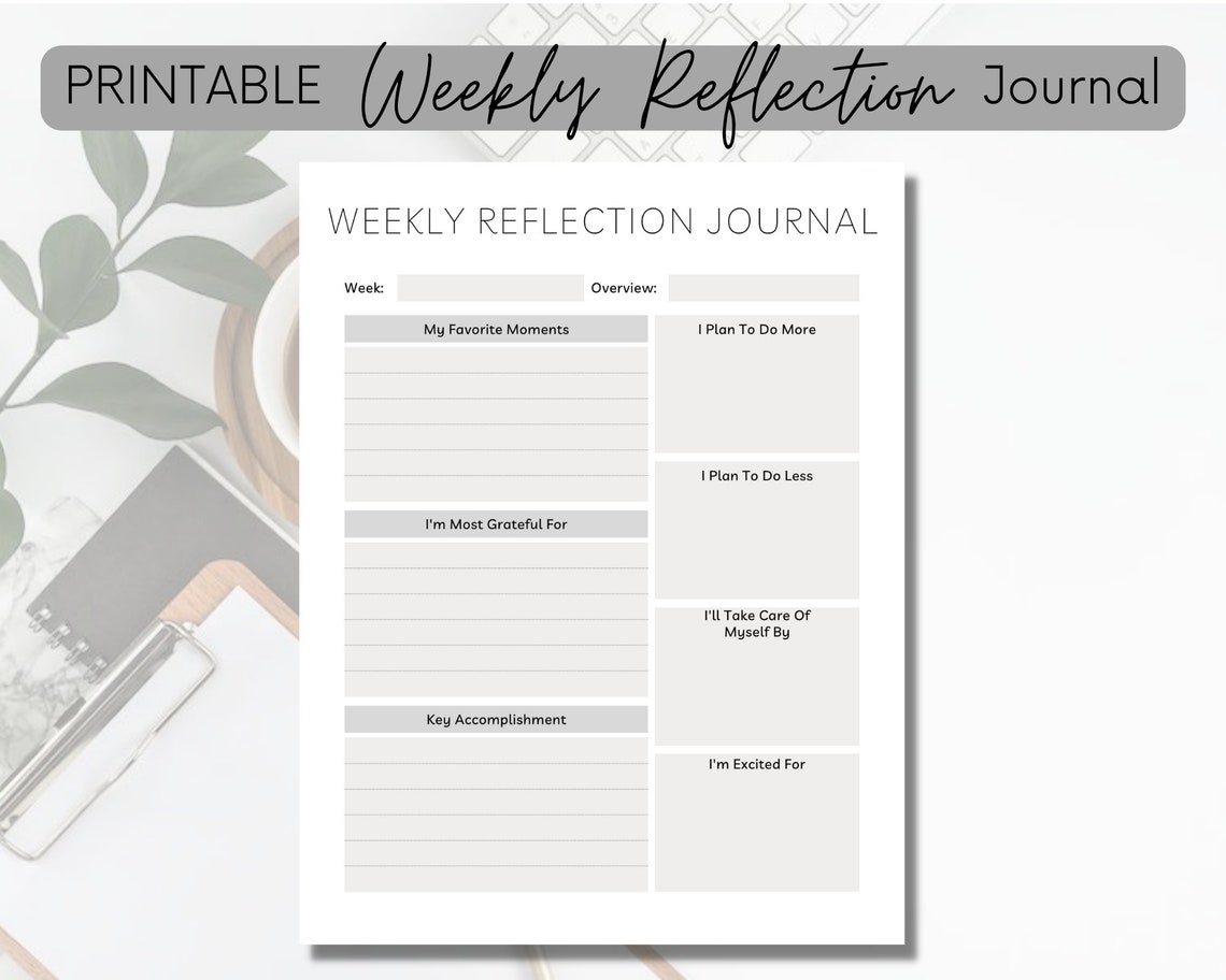 Weekly Reflection Journal Digital and Instantly Printable - Etsy