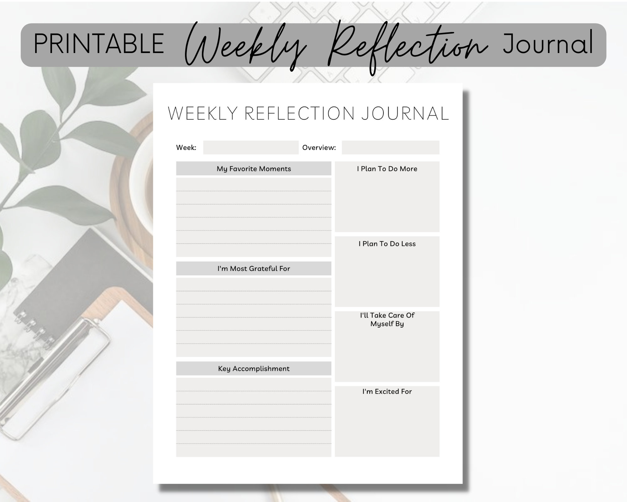 Weekly Reflection Journal Digital and Instantly Printable - Etsy