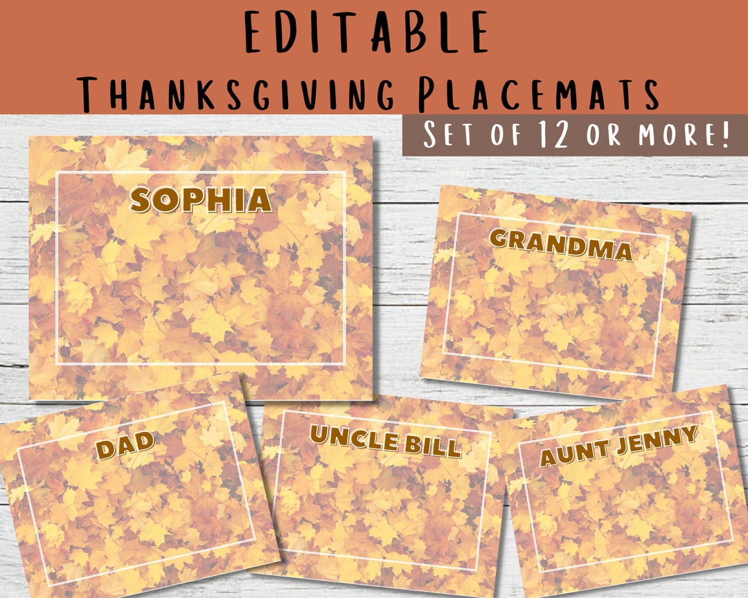 Family Thanksgiving Editable Placemats, Set of 12 or More Templates - Etsy