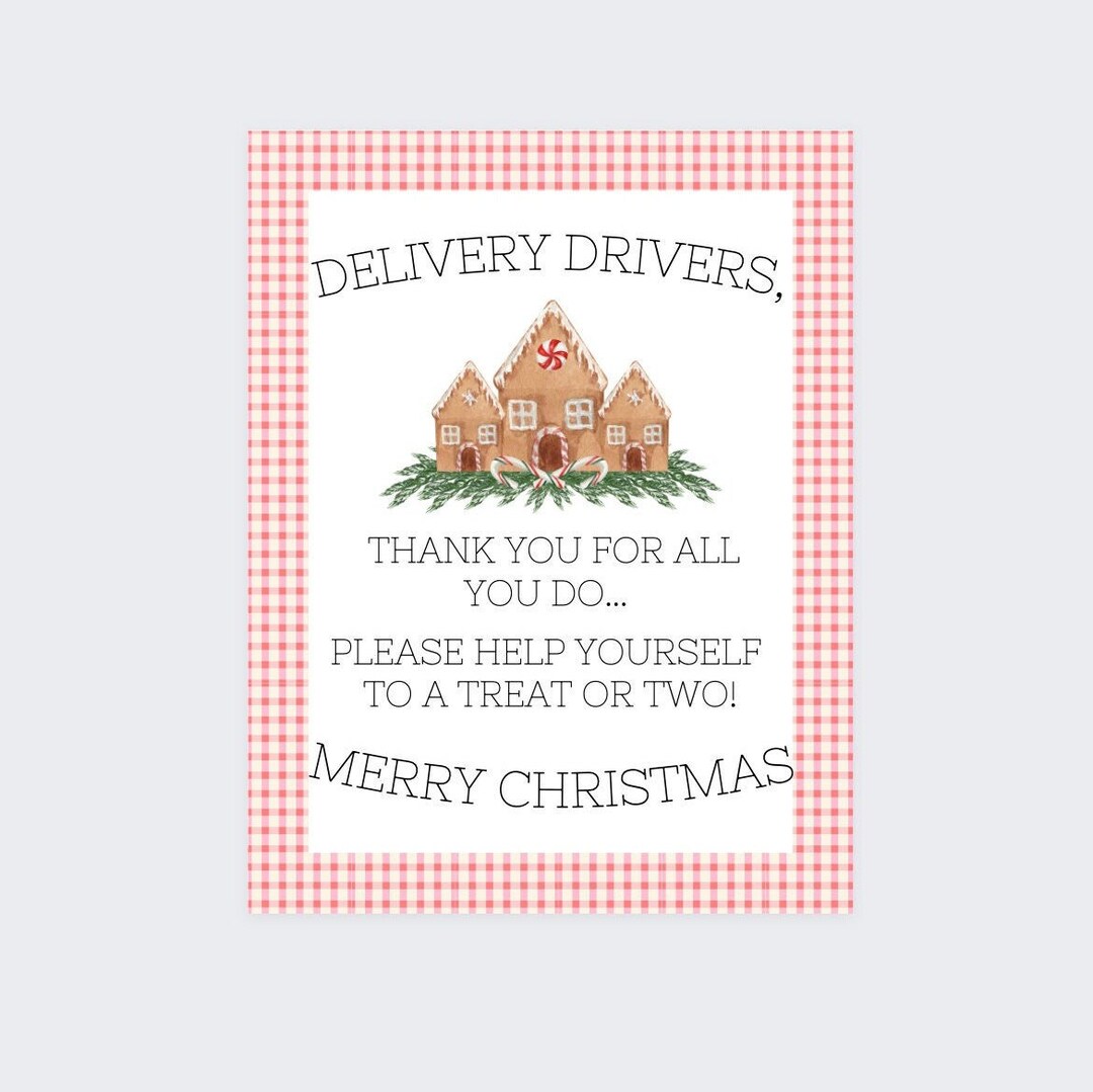 Delivery Driver Snack Sign, Merry Christmas Delivery Drivers, Thank You ...