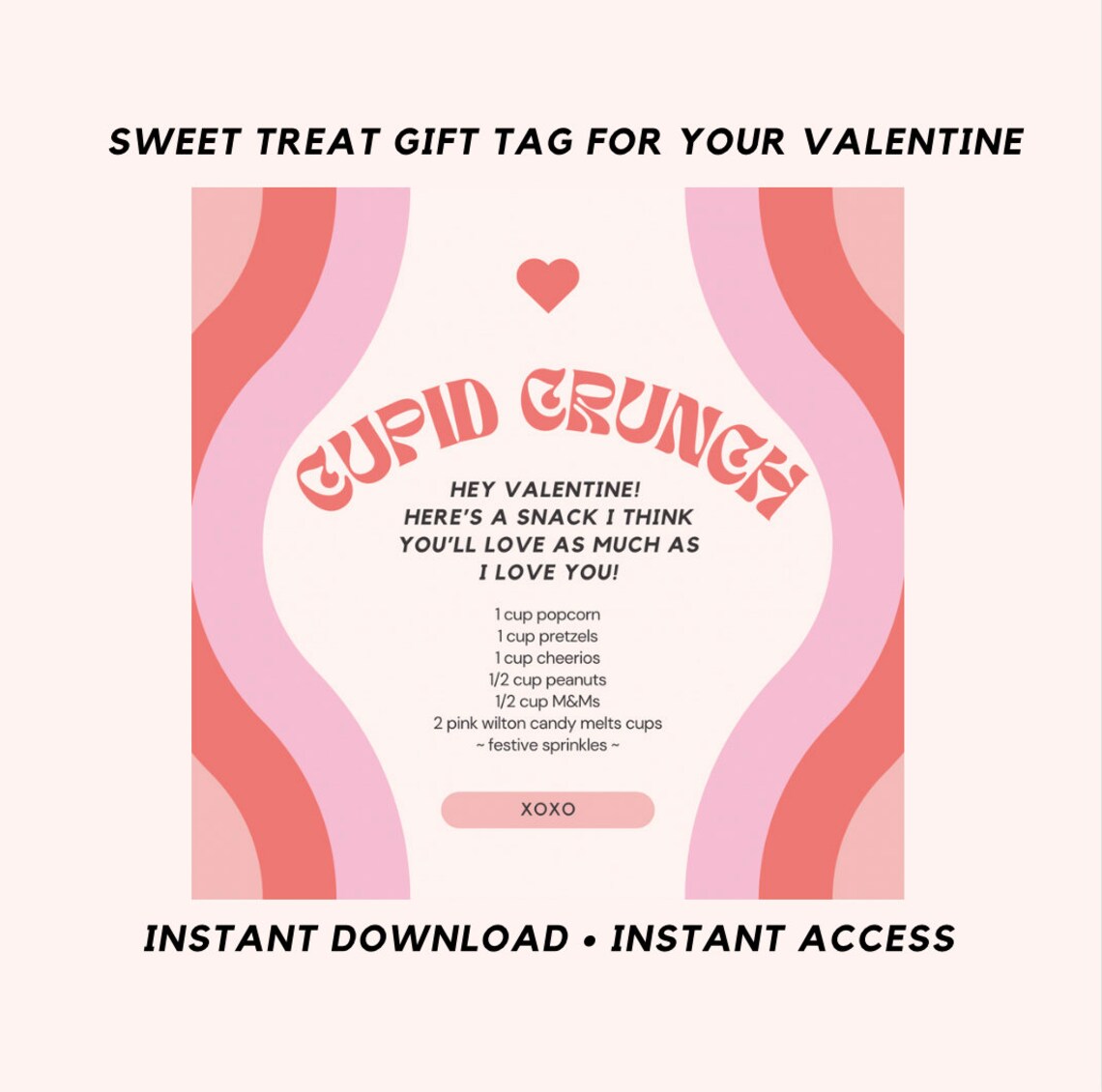Cupid Crunch Gift Tag + Recipe *PRINTABLE* - Etsy