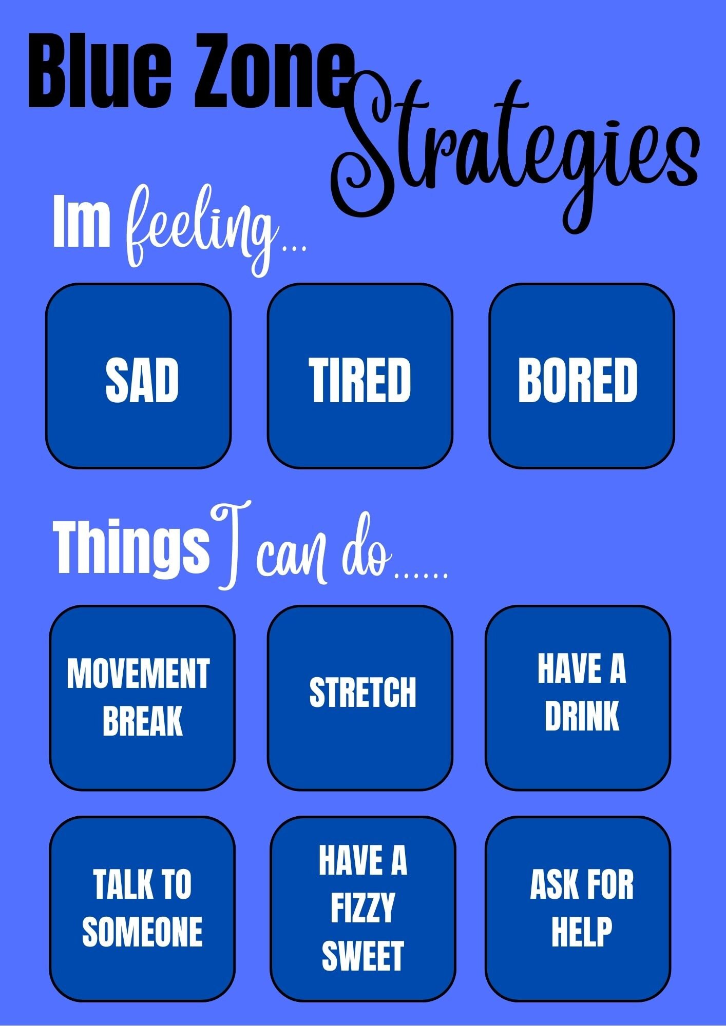 4 A3 Poster Pack for Zones of Regulation Strategies - Etsy UK