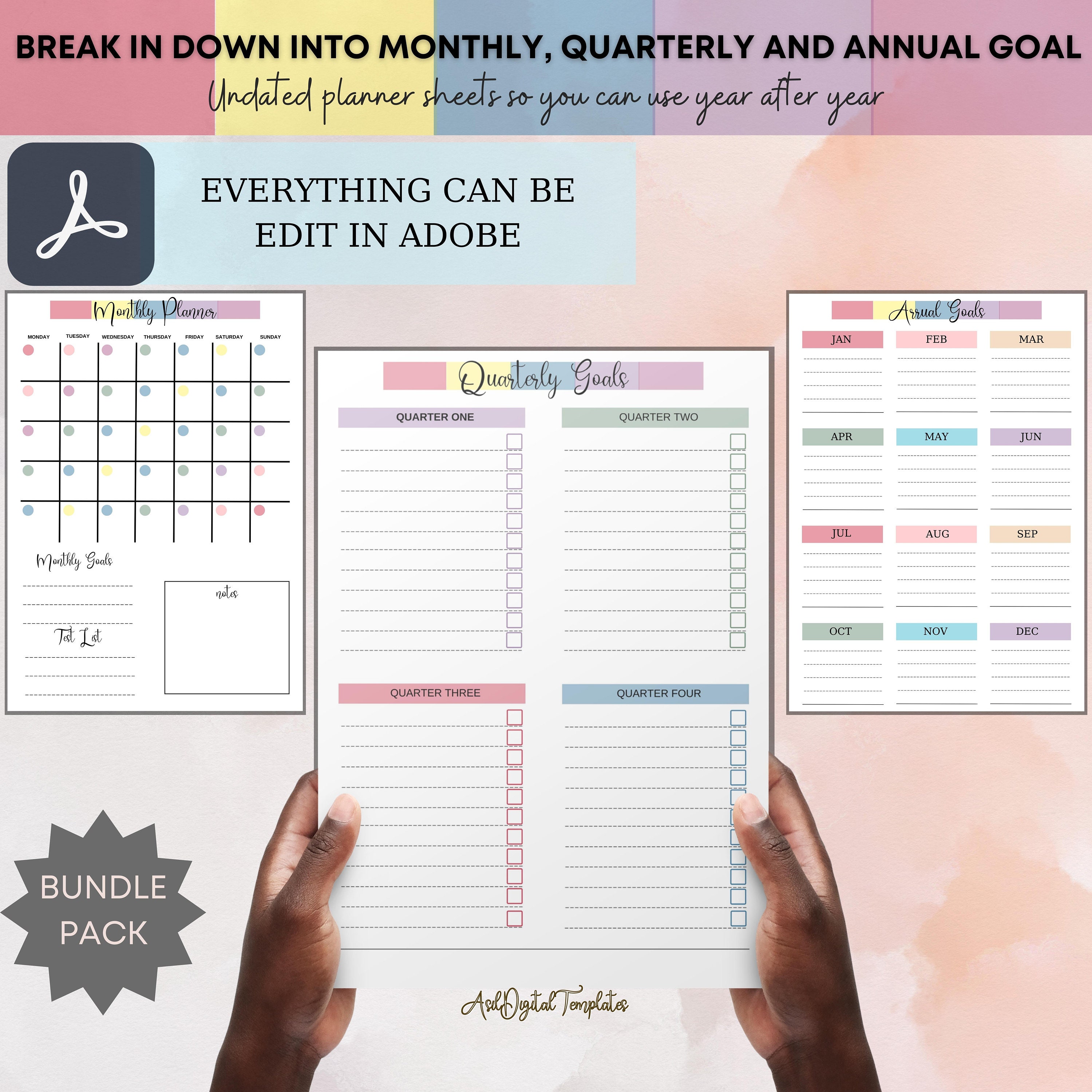 Goal Planner Bundle 2023 Goals Tracker Smart Goal Setting Kit New