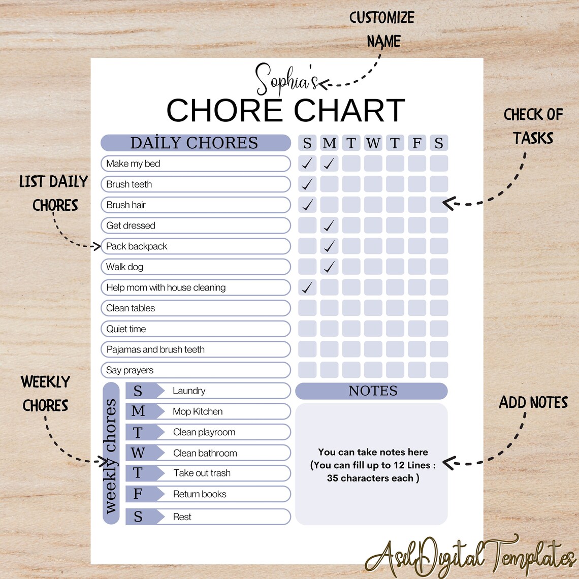 Chore Chart for Multiplekids Toddler Editable Templatedaily - Etsy