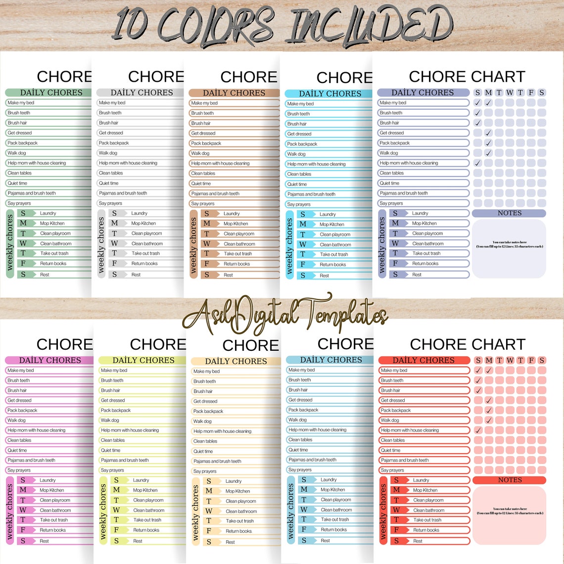 Chore Chart for Multiple,kids Toddler Editable Template,daily Routine ...