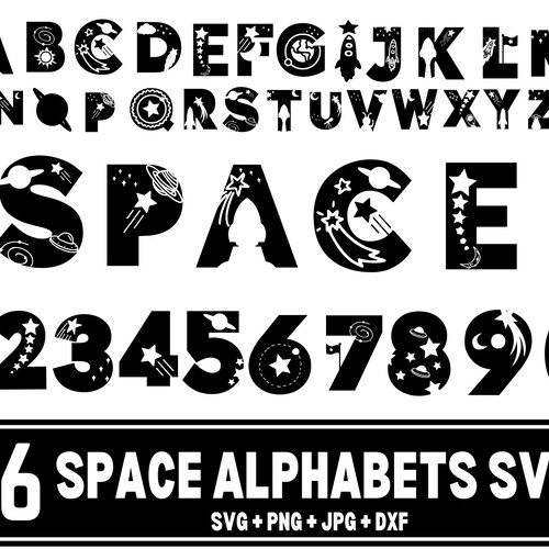 Space Alphabet SVG Font SVG Numbers Letters Spaceship - Etsy