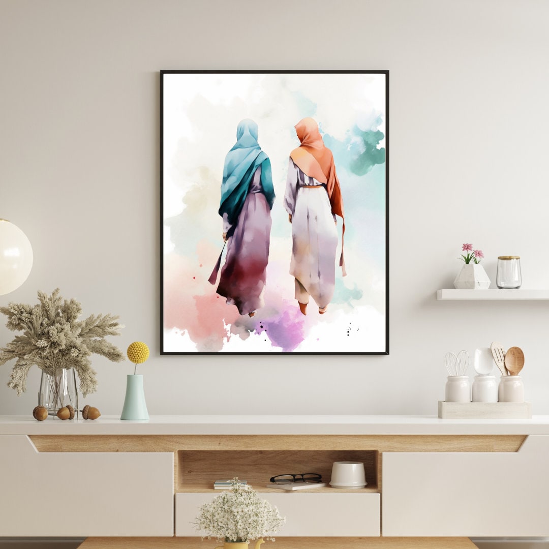 Muslim Women Islamic Printable Watercolor Painting Art Light Colors - Etsy
