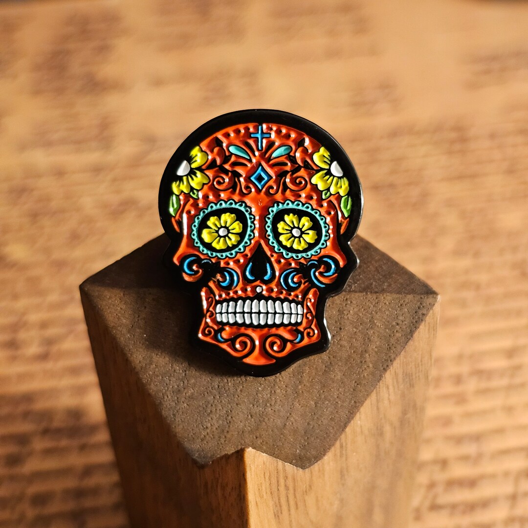 Sugar Skull Day of the Dead Enamel Pin Los Muertos Charm Brooch - Etsy