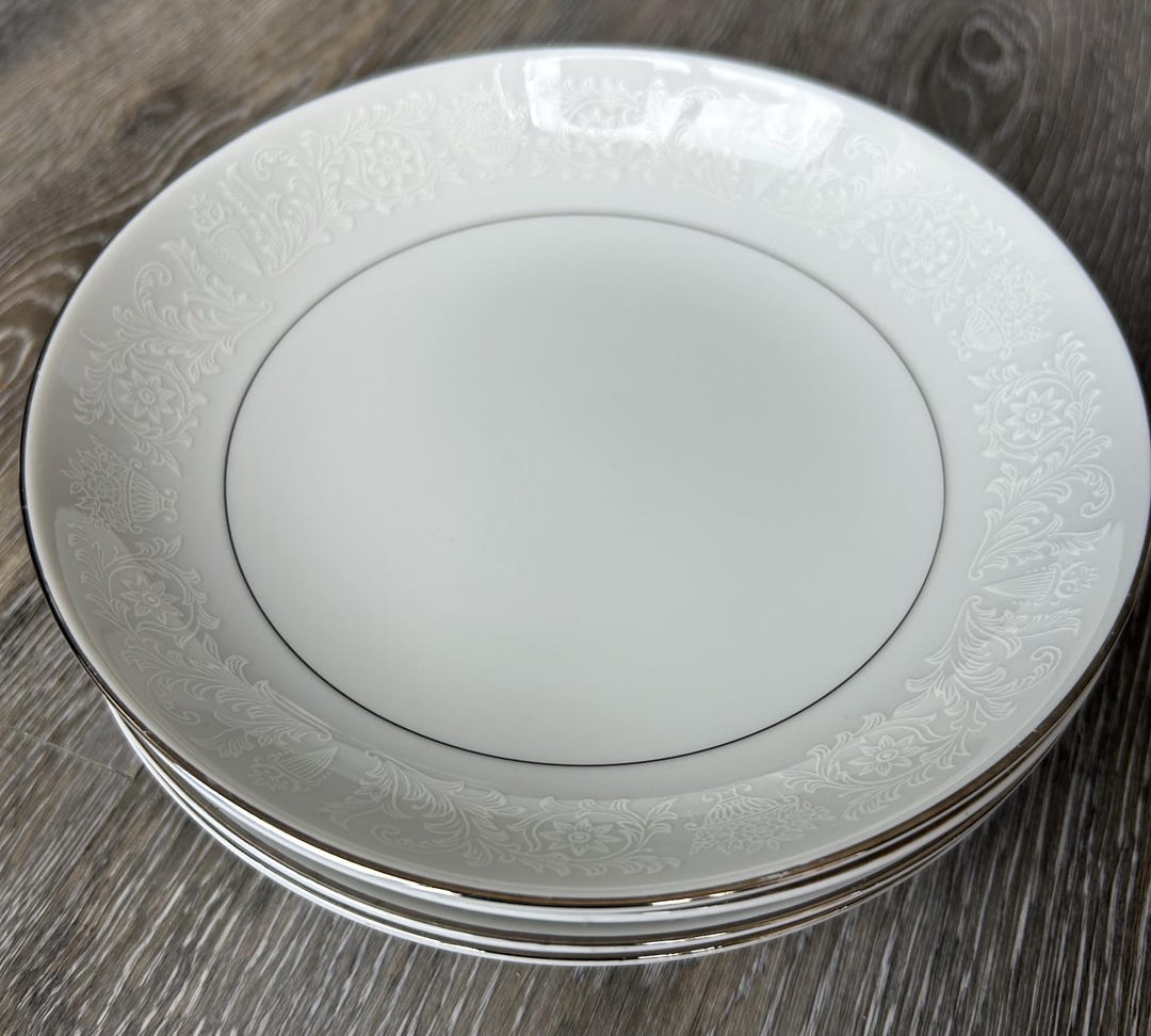 Vintage Crown Victoria Fine China Plates (set of 4) - Silver Scroll ...
