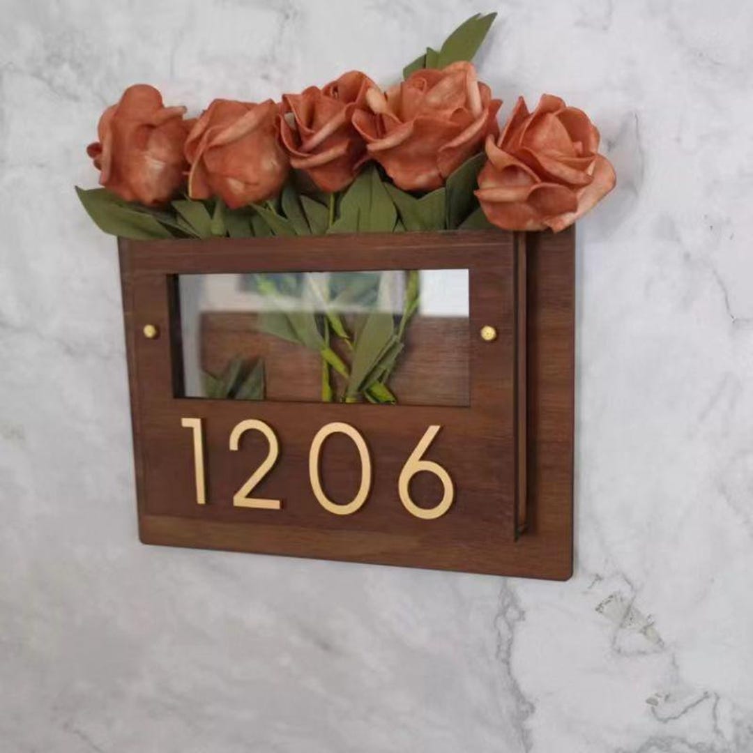 Personalized Modern House Number Sign, Luxury Floral Arrangement Decor ...