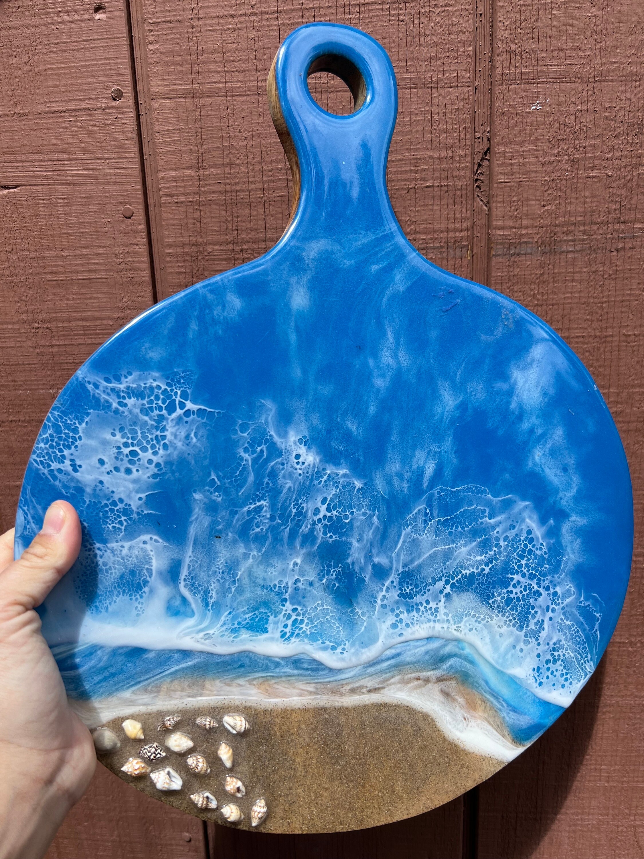 Round Beach Themed Resin Ocean Wave Board - Etsy
