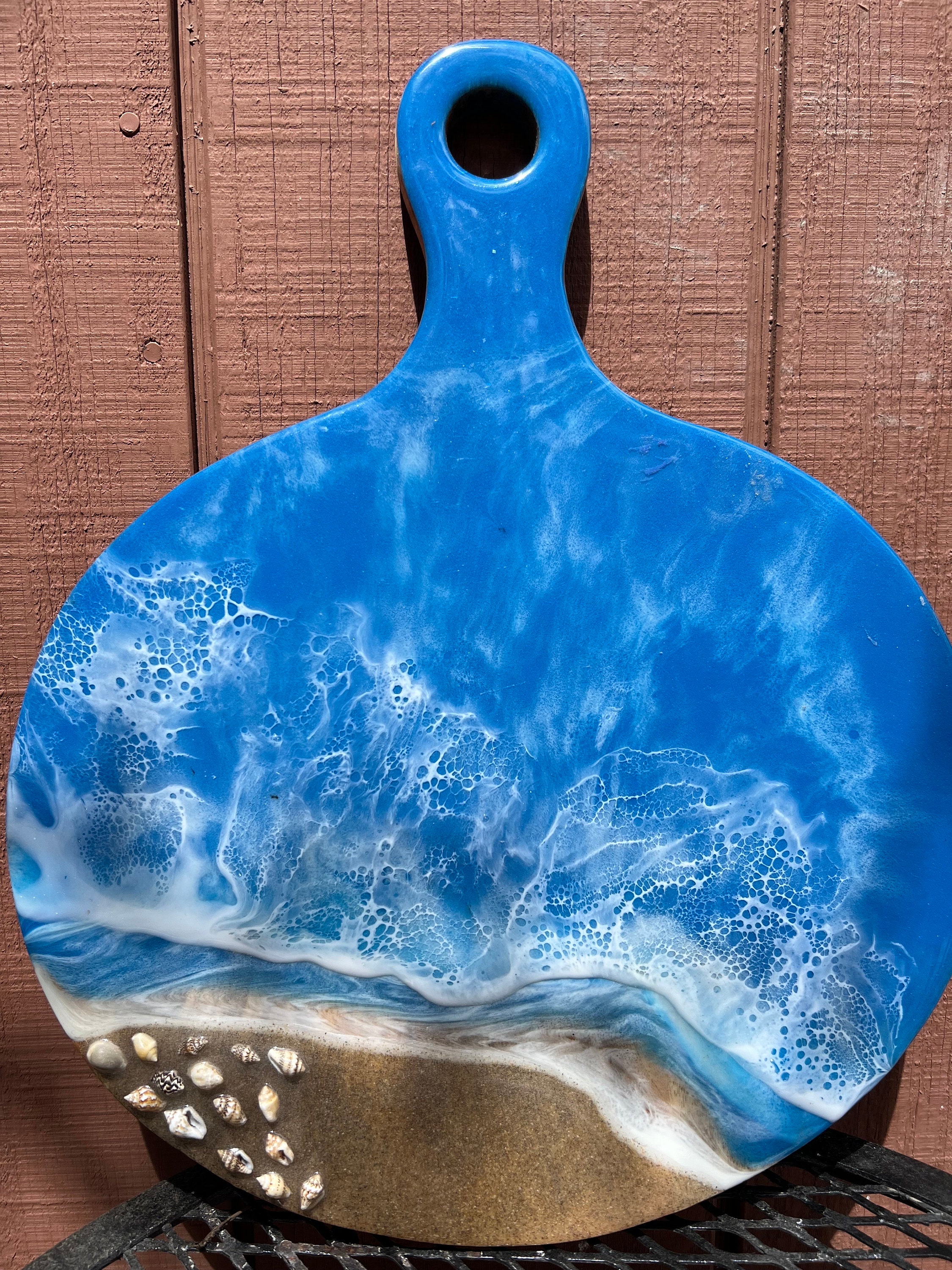 Round Beach Themed Resin Ocean Wave Board - Etsy