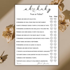 Baby Shower Game True or False | Baby Shower Games Printable | Oh Baby ...