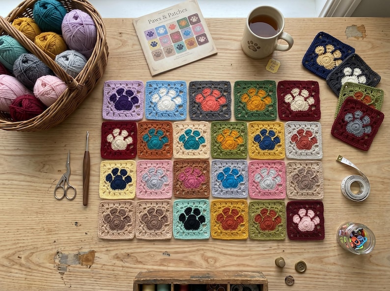 Paw Print Crochet Granny Square Pattern | Animal Blanket Motif (PDF ...
