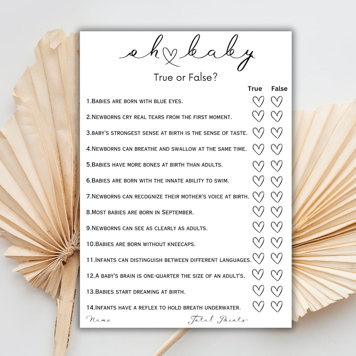 Baby Shower Game True or False | Baby Shower Games Printable | Oh Baby ...