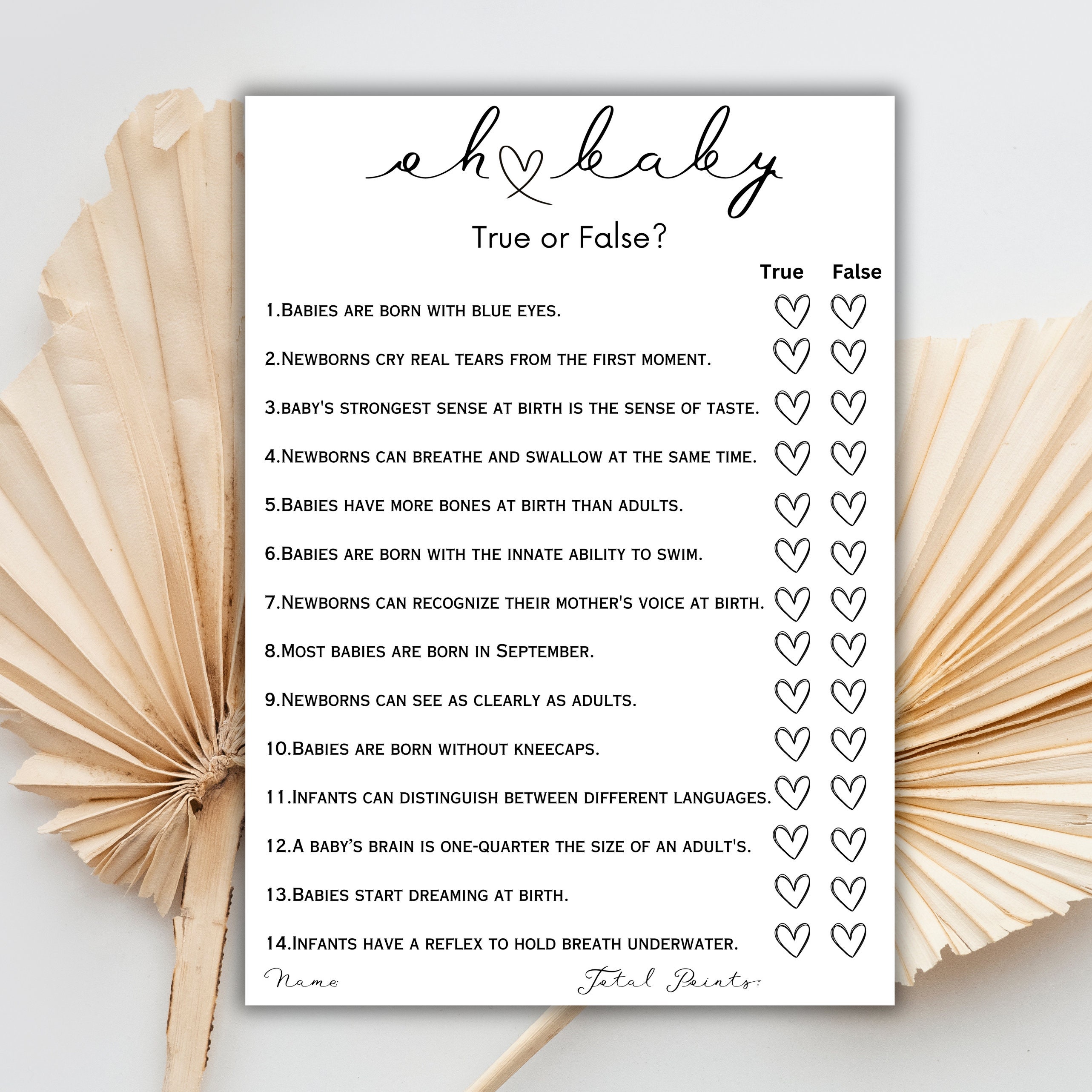 Baby Shower Game True or False | Baby Shower Games Printable | Oh Baby ...
